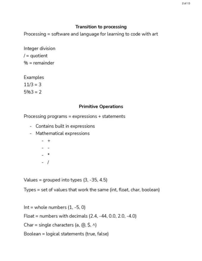 Notes for Introduction to Computer Programming (COMP1000) at Macquarie ...