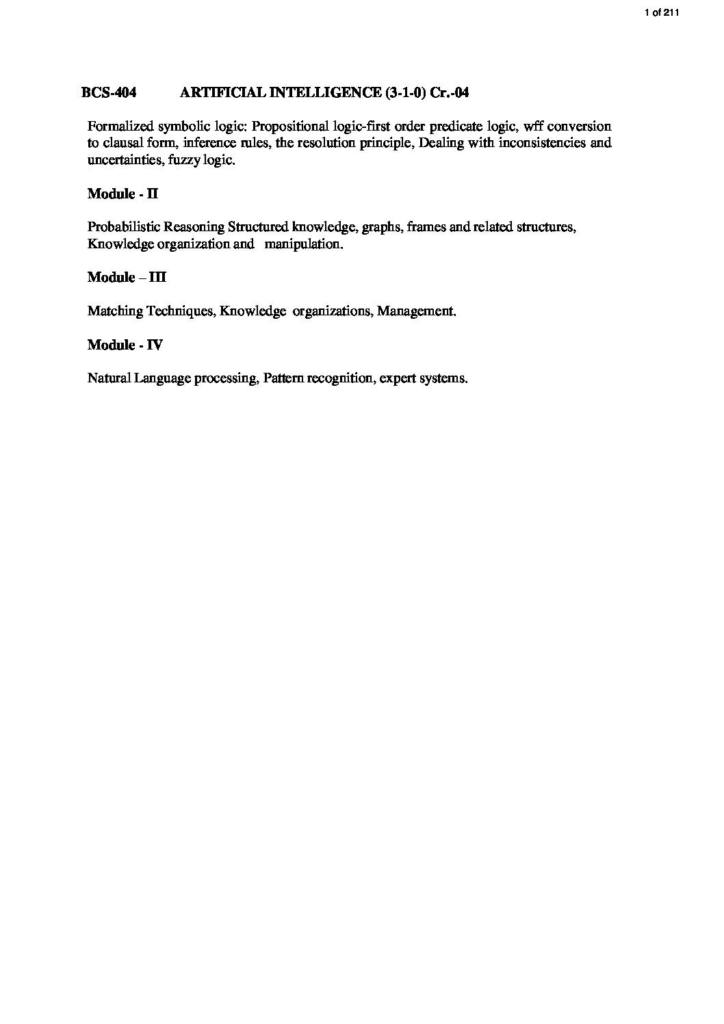 Notes for Artificial Intelligence (AI BTech) at Amity University Noida ...