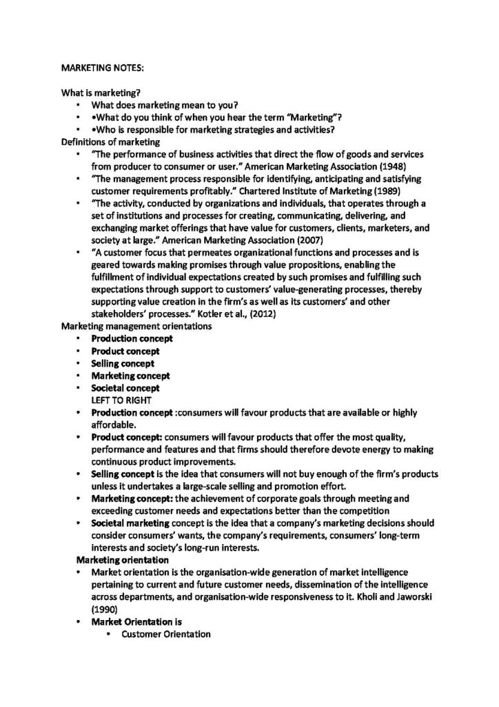 Notes for Marketing (BSB030) at Loughborough University | StudyLast