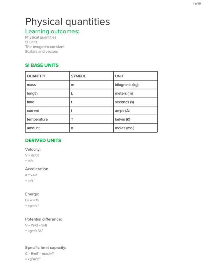Cambridge International AS Level Physics complete revision notes ...