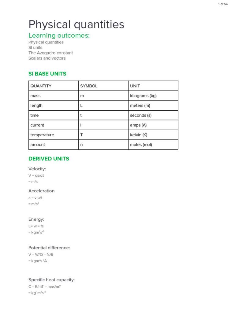 Cambridge International AS Level Physics complete revision notes ...