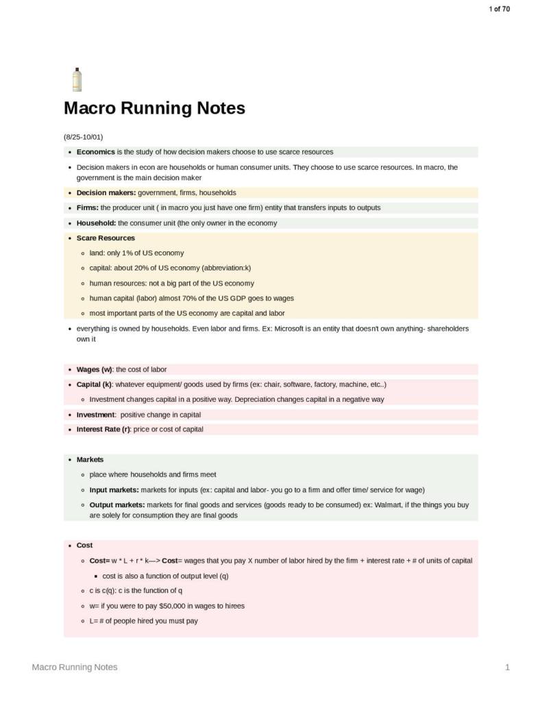 Notes for Principles of Macroeconomics (ECON 1010) at Vanderbilt ...