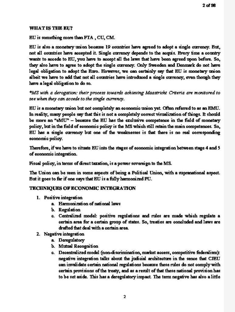 Notes for The Internal Market and Regulation (IMR) at Leiden University ...