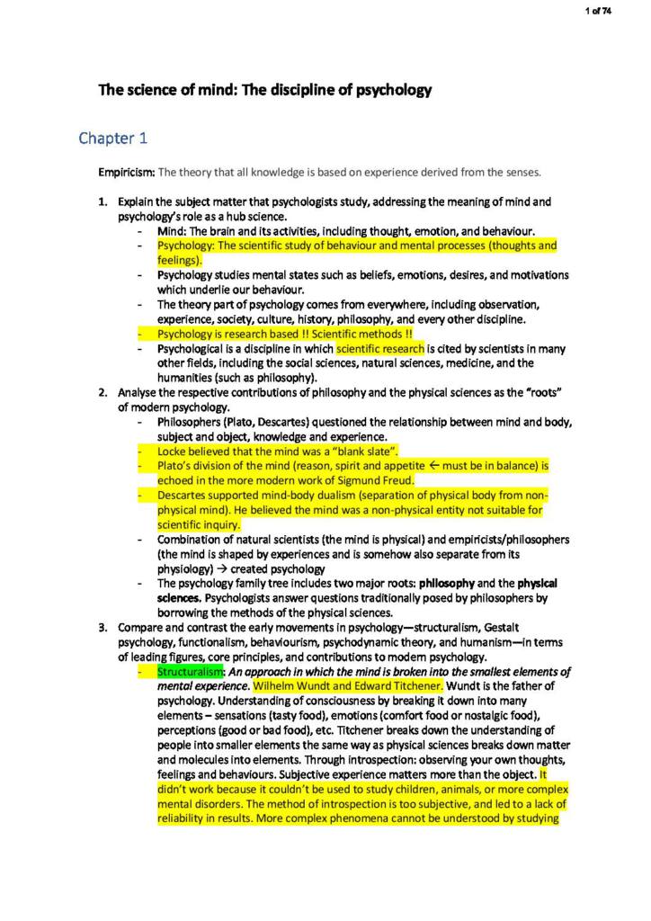 Notes for Introduction to Psychology (PL1101E) at National University ...