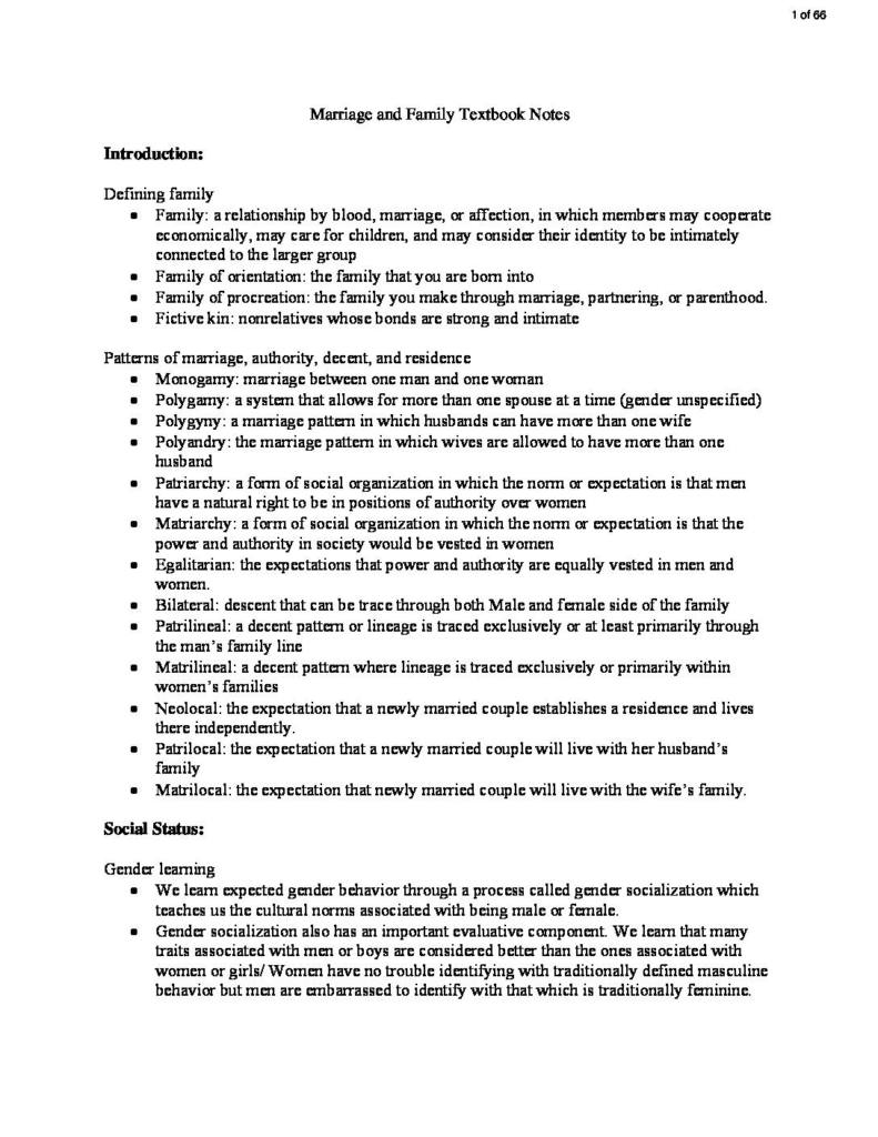 Notes for Marriage and Family Psychology (PSY4347) at University of ...