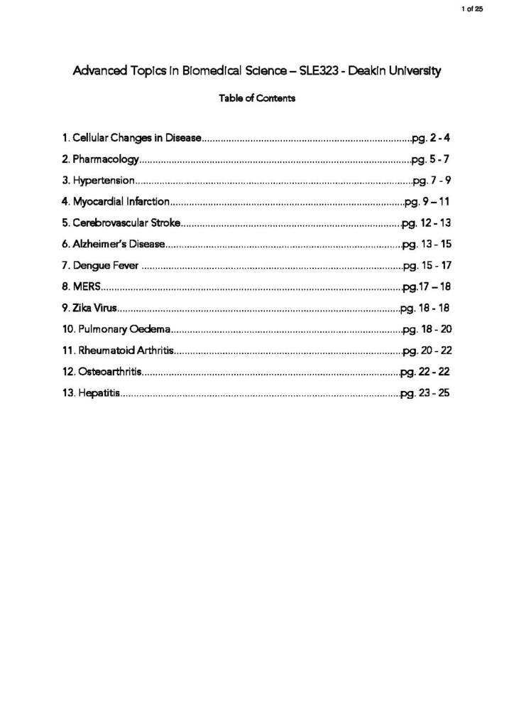 Notes for Advanced Topics in Biomedical Science (SLE323) at Deakin ...