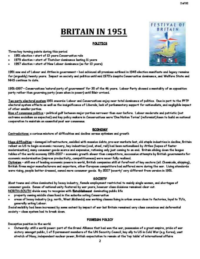 Edexcel A Level History Paper 1: Britain transformed 1918–97 revision ...