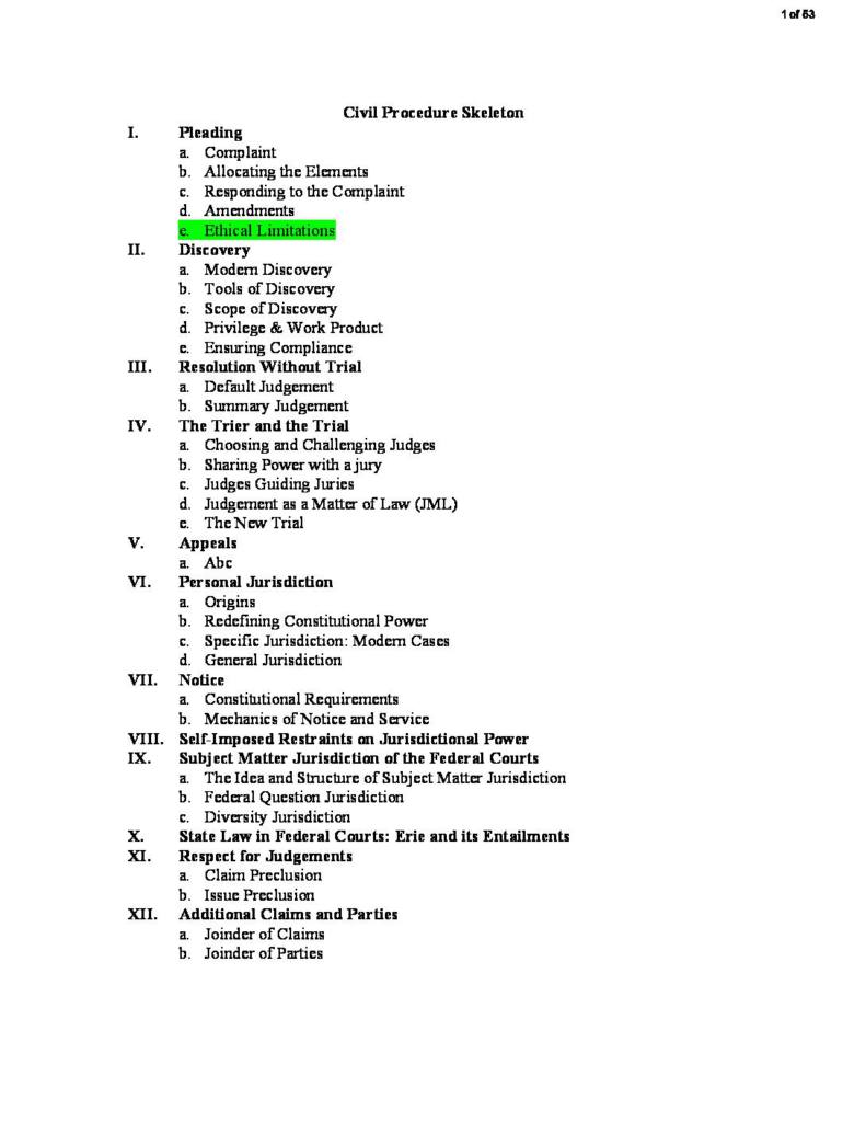 Notes for Civil Procedure (LAW 804) at University of Kansas (KU ...