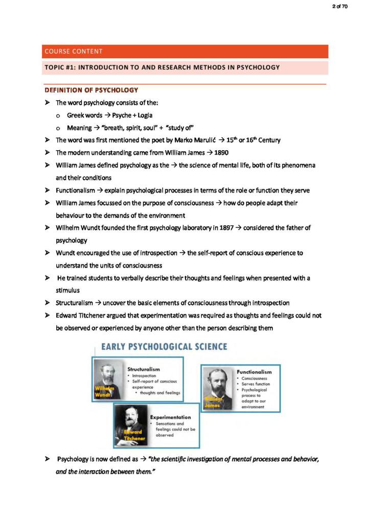 Notes for Introduction to Psychology 2 (1002PSY) at Griffith University ...