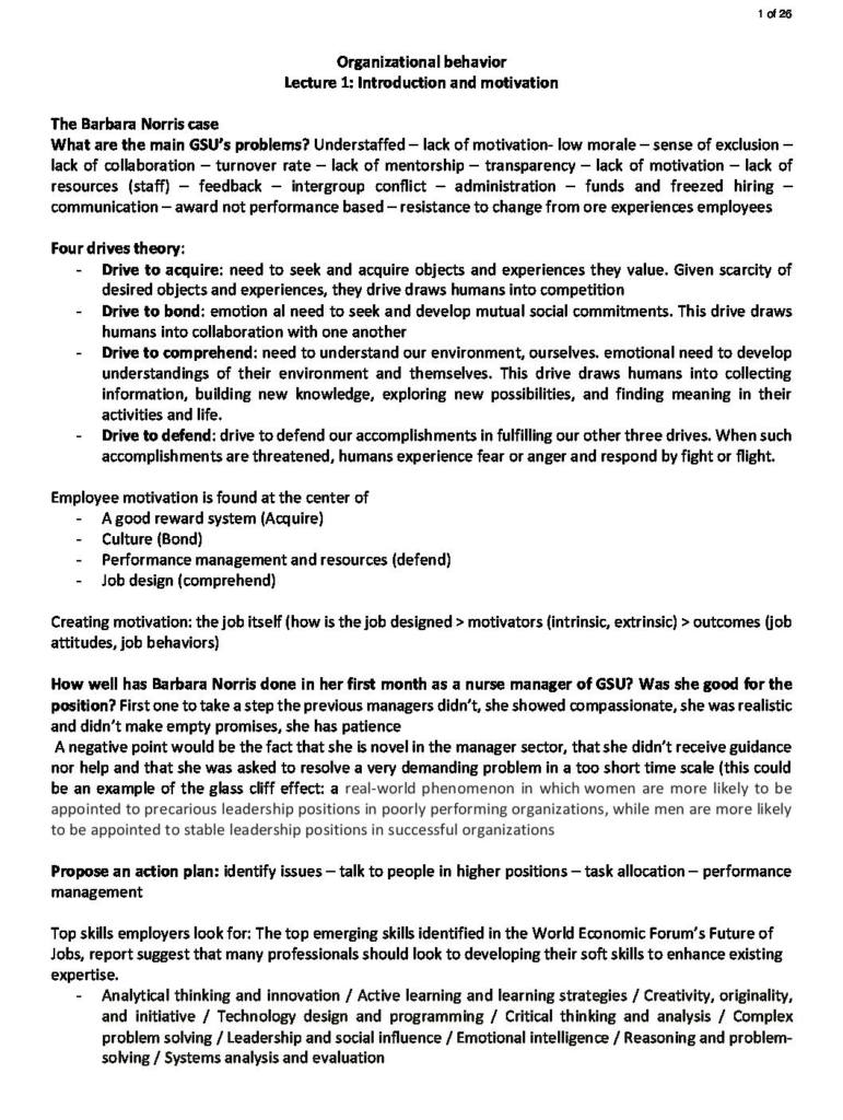 Notes for Organisational Behaviour (BUSI97087) at Imperial College ...