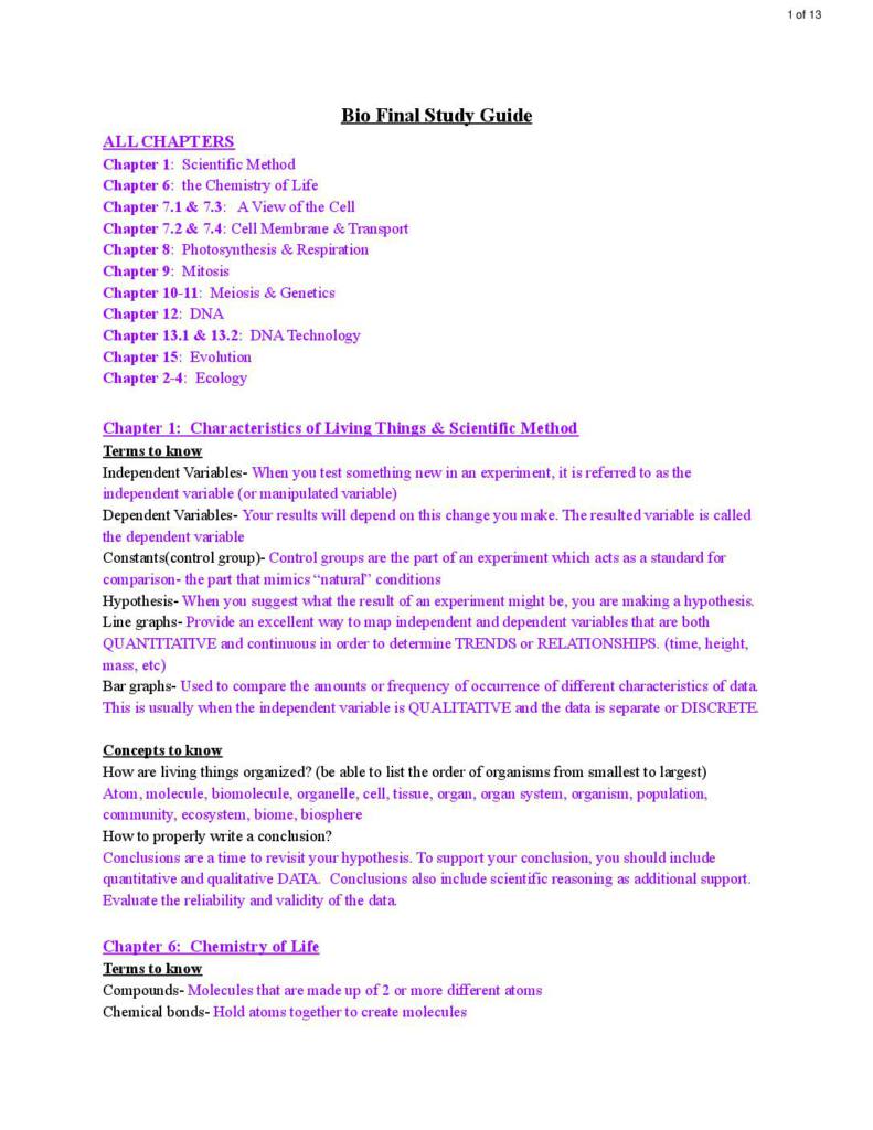 MYP Biology final revision notes | StudyLast