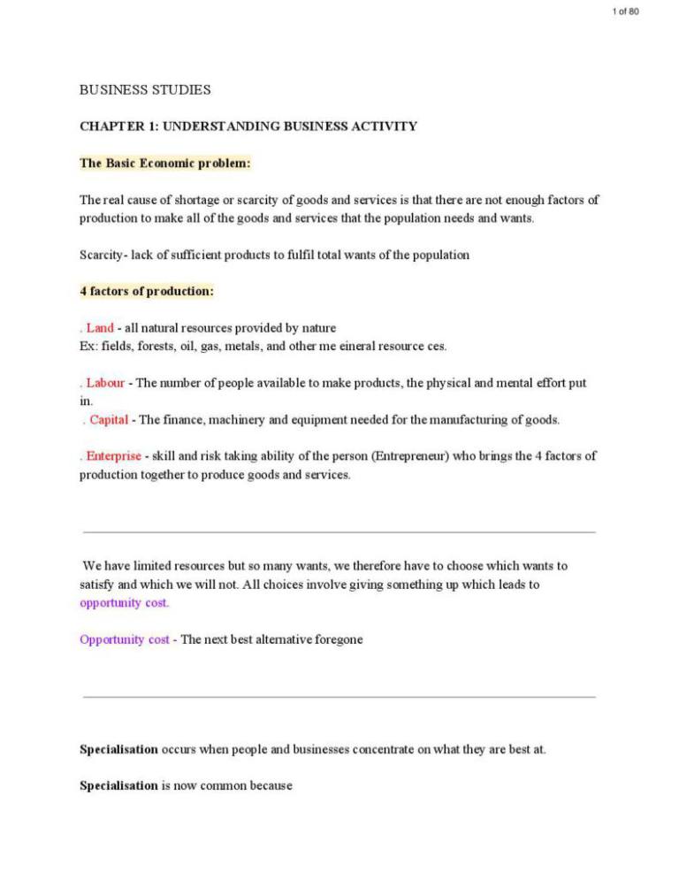 Notes for Business Studies (0450) at Cambridge IGCSE | StudyLast