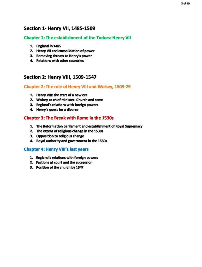 Consolidation of the Tudor Dynasty (AQA A Level History) revision notes ...