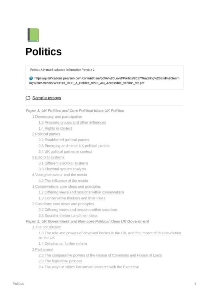 Edexcel A Level (2022) Politics revision notes | StudyLast