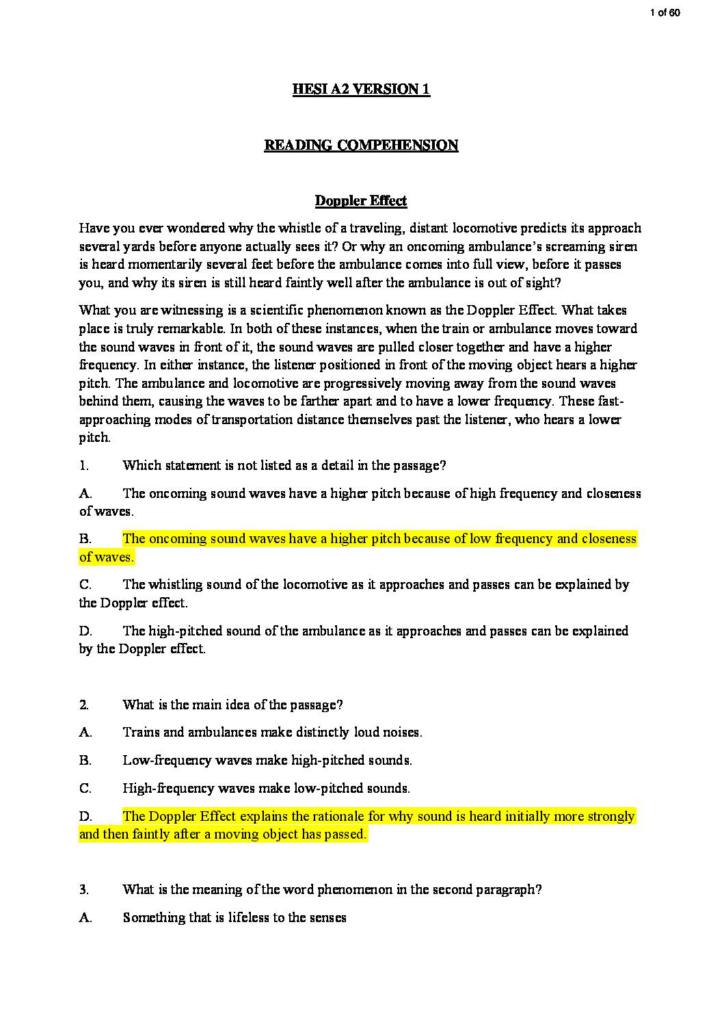 HESI A2 V1 Exam Questions with Answers | StudyLast