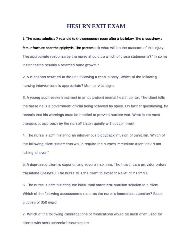 HESI RN EXIT EXAM 150 practice questions with answers | StudyLast