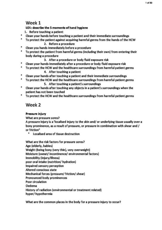 Notes for Quality and Safety: Nursing Practice 1 (HNN112) at Deakin ...