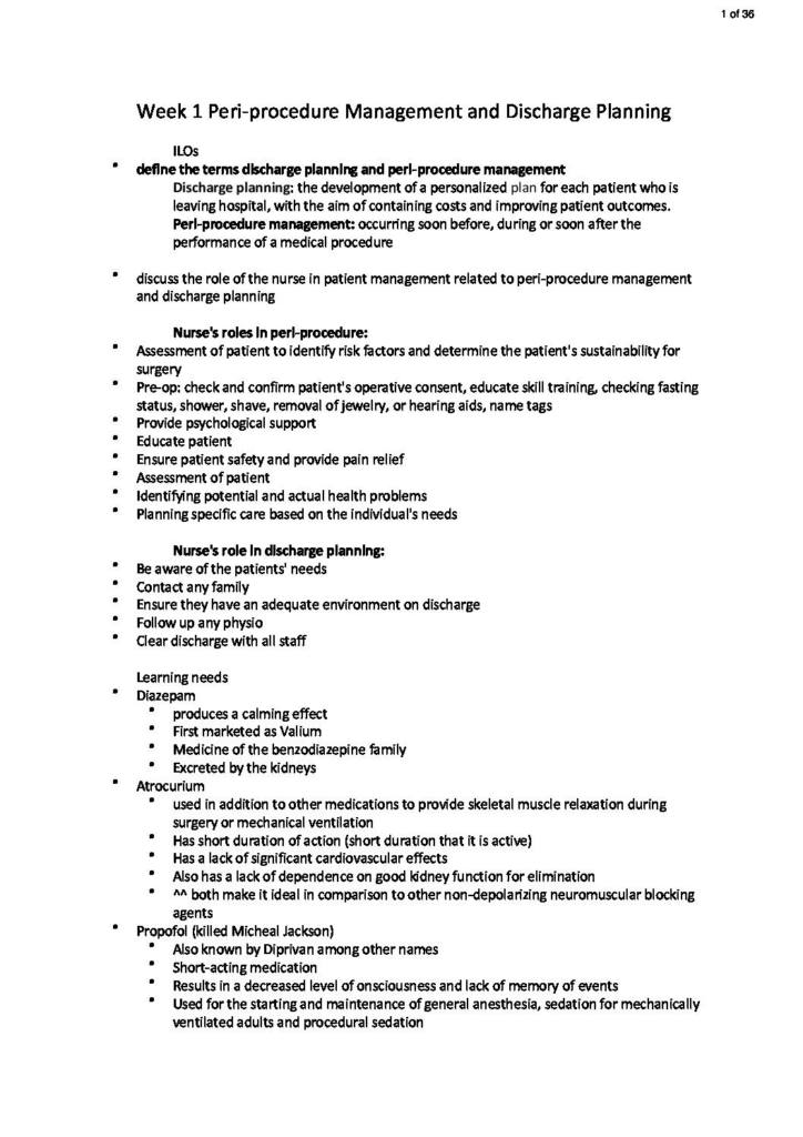 Notes for Nursing Management and Interventions 1 (HNN122) at Deakin ...