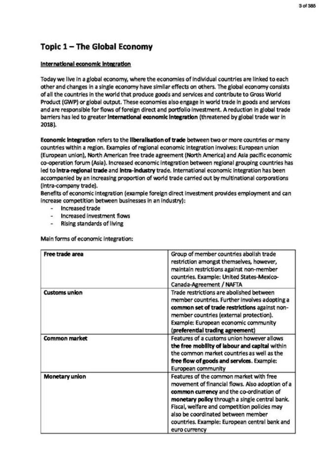Notes for Economics Year 12 HSC (15110) at Higher School Certificate ...