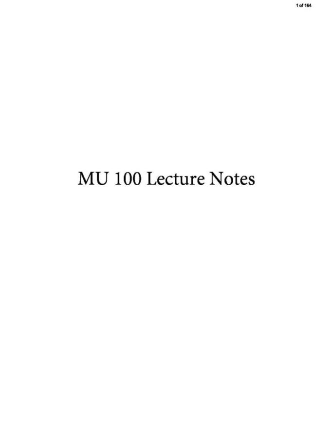 Notes for Music Appreciation (MU 100) at Colorado State University ...
