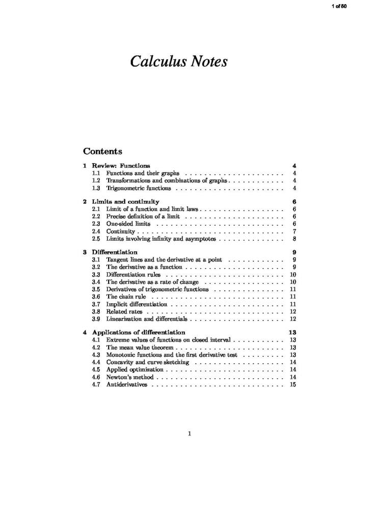 Notes for Calculus I (MATH-M 211) at Indiana University Bloomington ...