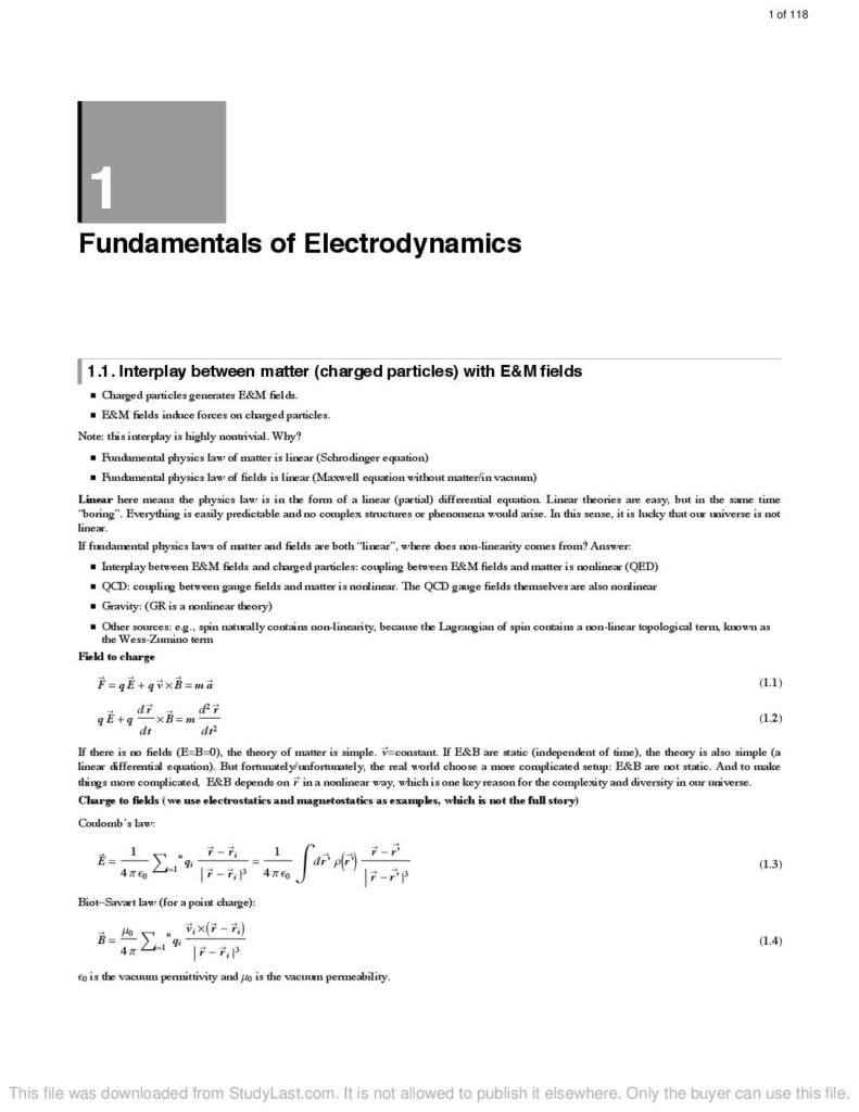 Notes for Electricity & Magnetism I (Physics 505) at University of ...