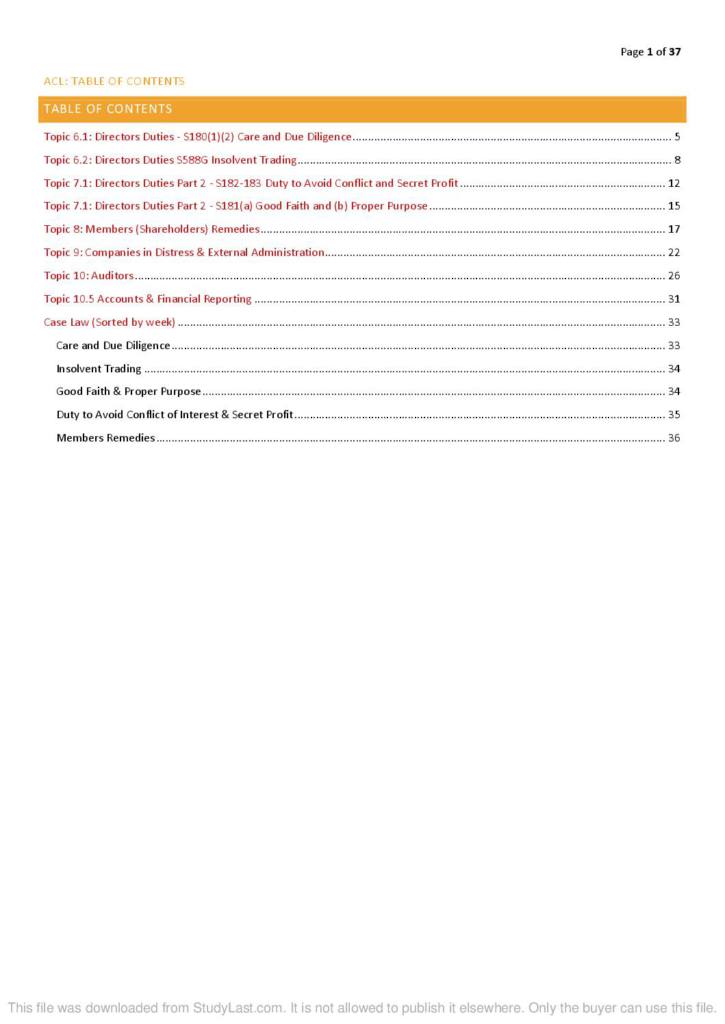 Applied Company Law (79014) exam template with case summary | StudyLast
