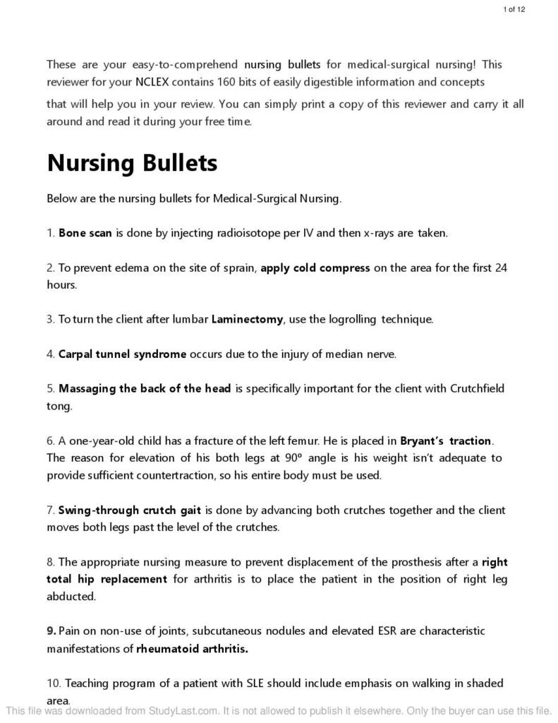 Medical Surgical Nursing reviewer with 160 points for NCLEX | StudyLast