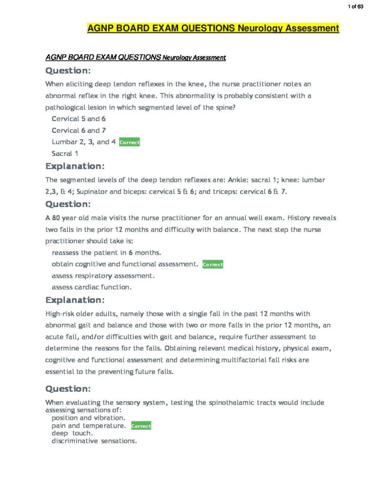AGNP board exam Neurology Assessment questions | StudyLast