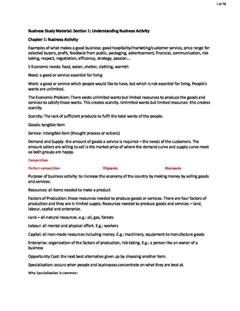 Cambridge IGCSE Business Studies all section notes | StudyLast