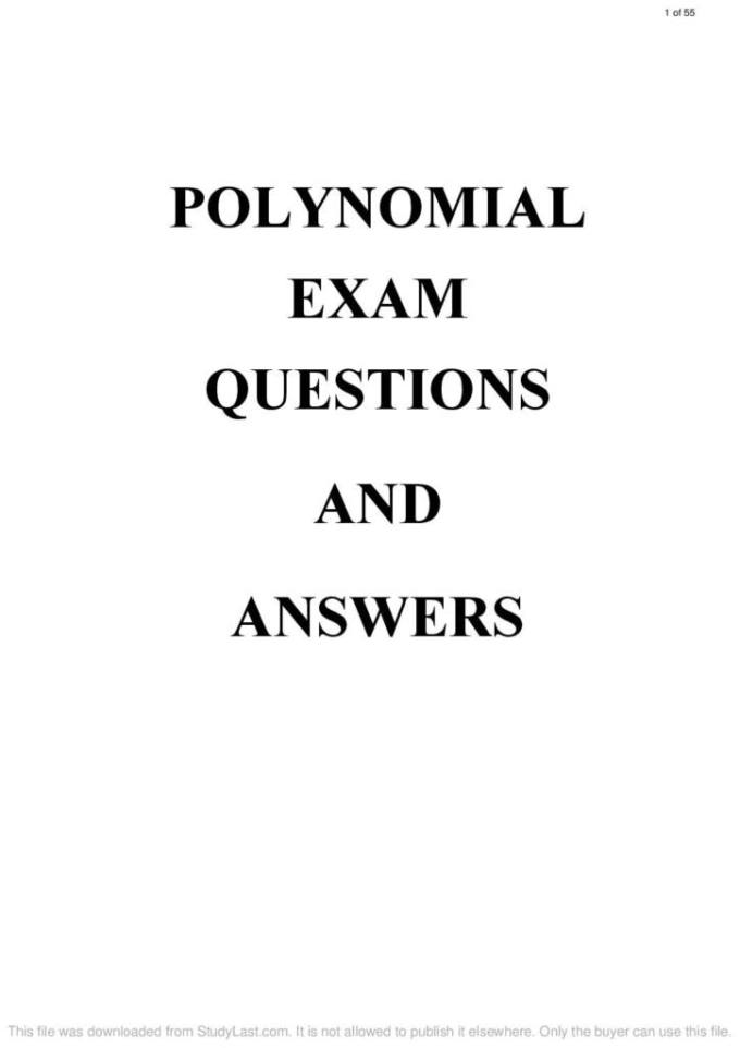 Polynomials MATH 20 Exam Questions With Answers StudyLast