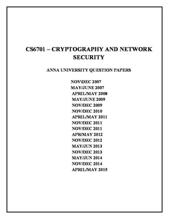 Notes for Cryptography and Network Security (CS6701) at Anna University ...