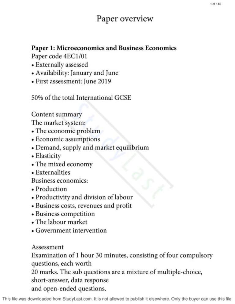 Edexcel International GCSE Economics revision notes | StudyLast