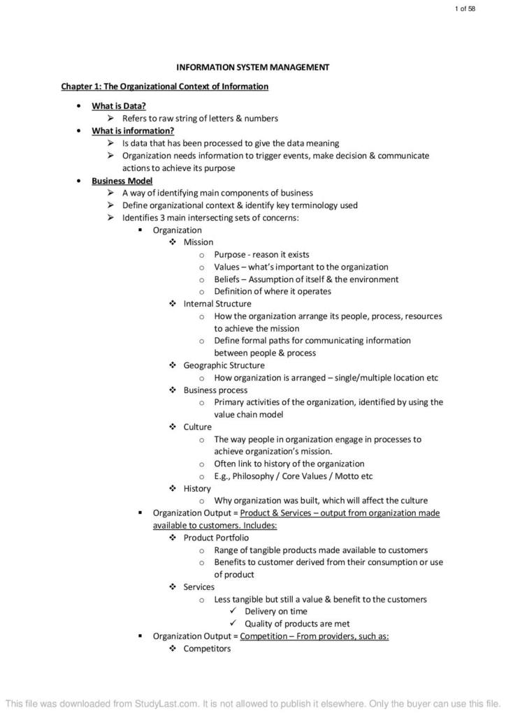 Notes for Information Systems Management (ICT292) at Murdoch University ...