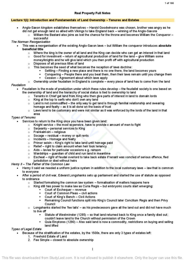 Notes for Real Property (LAWS2017) at University of Sydney (USYD ...