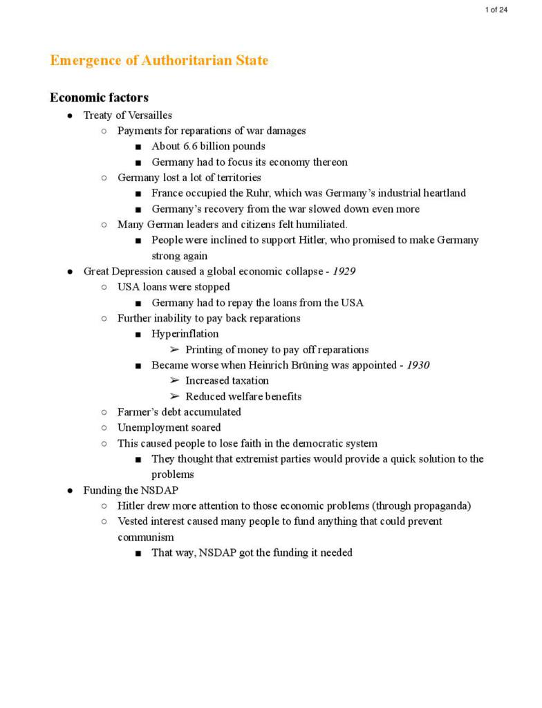 IB History HL & SL Authoritarian States (Hitler) notes | StudyLast