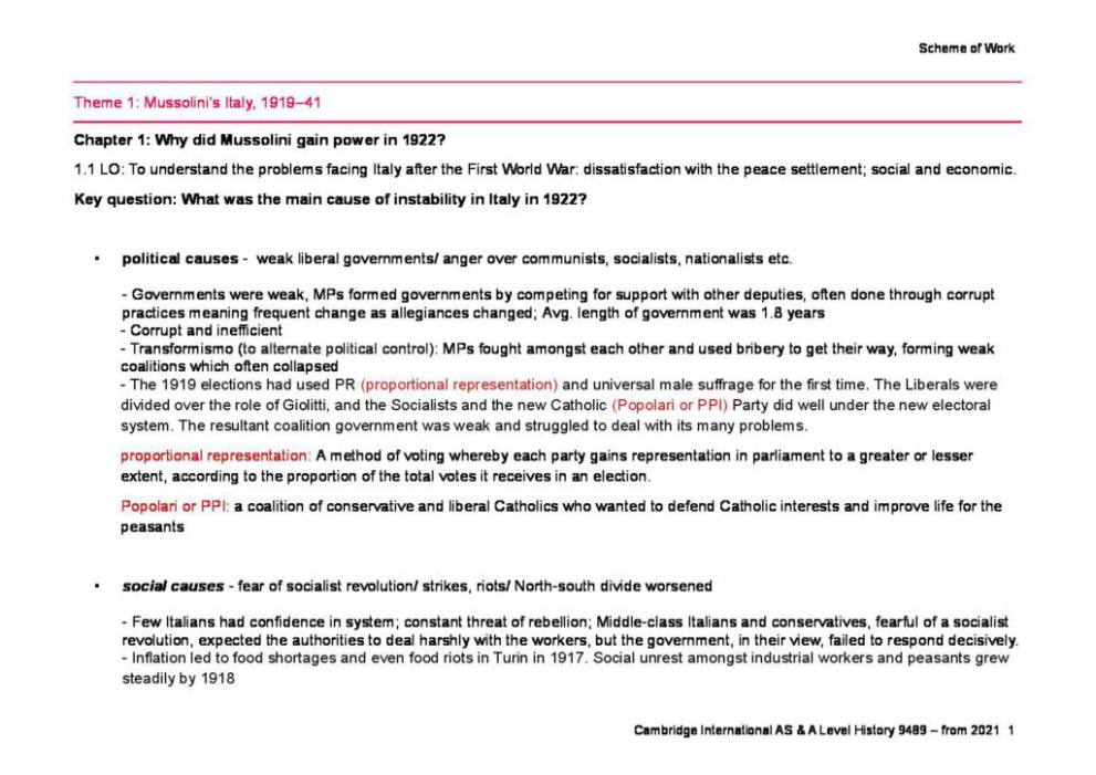 Notes for History (9489) at Cambridge International (GCE) AS and A ...