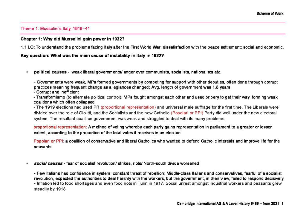 Notes for History (9489) at Cambridge International (GCE) AS and A ...