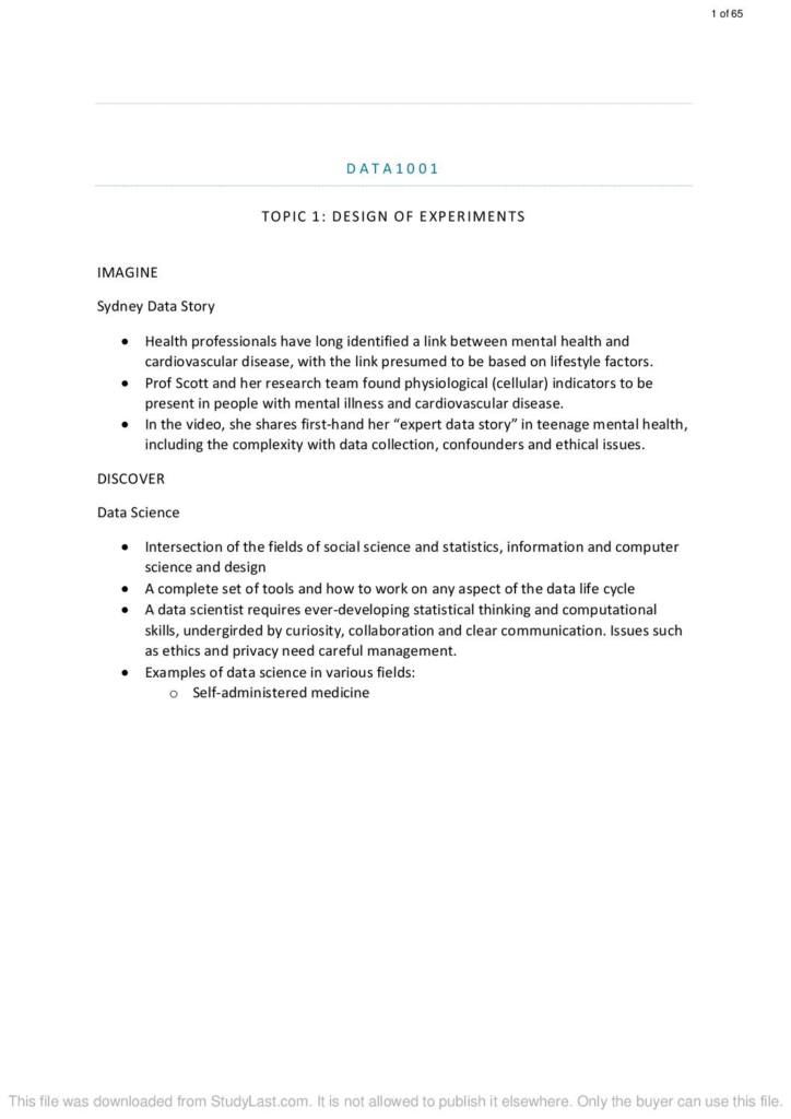 Foundations of Data Science (DATA1001) notes | StudyLast