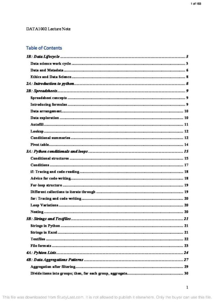 Notes for Informatics: Data and Computation (DATA1002) at University of ...