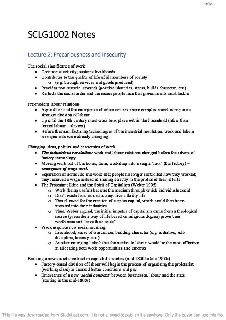 Notes for Introduction to Sociology 2 (SCLG1002) at University of ...