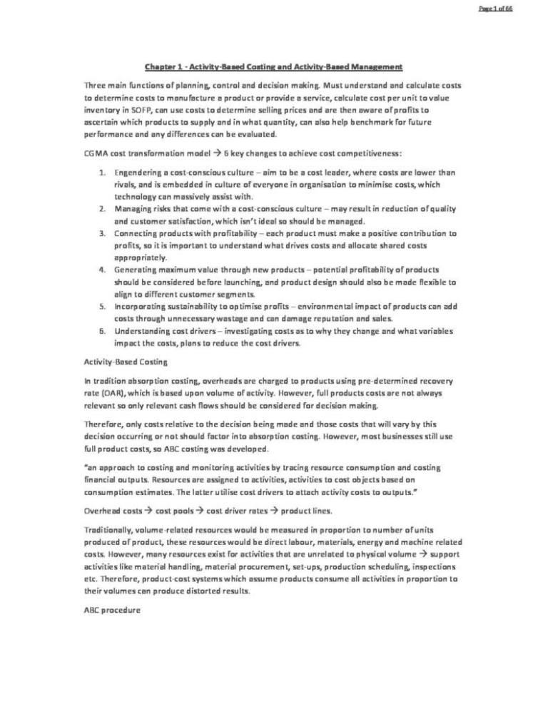 CIMA Advanced Management Accounting (P2) chapter notes | StudyLast