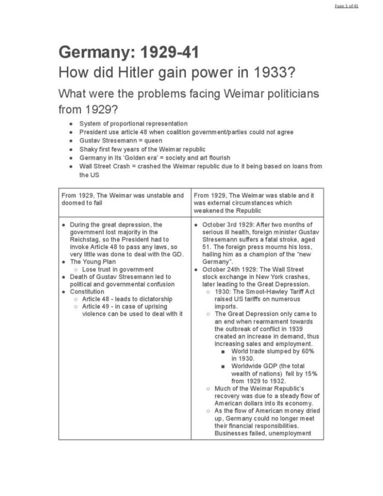 Hitler’s Germany 1929-41 (CAIE A Level History European Option Theme 3 ...