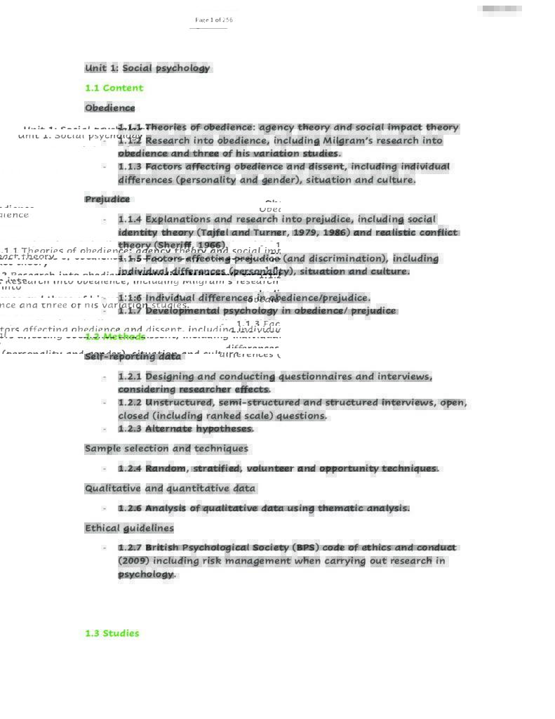 Pearson Edexcel A Level Psychology (9PS0) summary notes | StudyLast