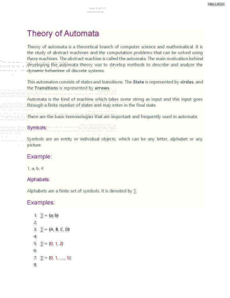 Notes For Theory Of Computation Cic 206 At University School Of Information Communication And