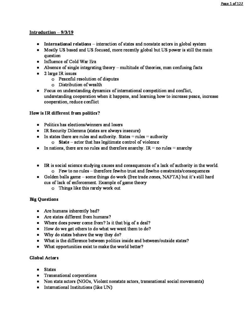 Notes for Introduction to International Relations (CAS IR 271) at ...