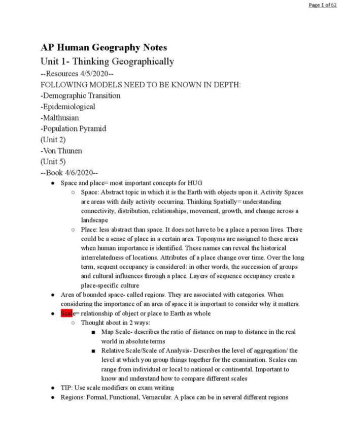 AP Human Geography complete exam notes | StudyLast