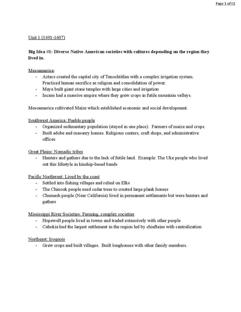 AP United States History (APUSH) all units summary notes | StudyLast