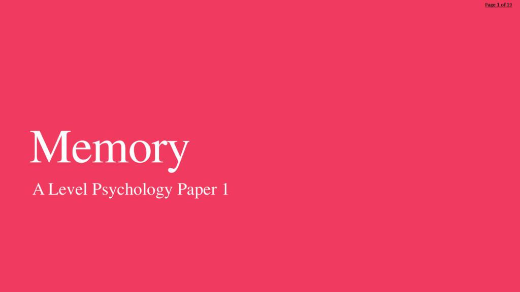 AQA Psychology Memory (AO1 & AO3) notes | StudyLast