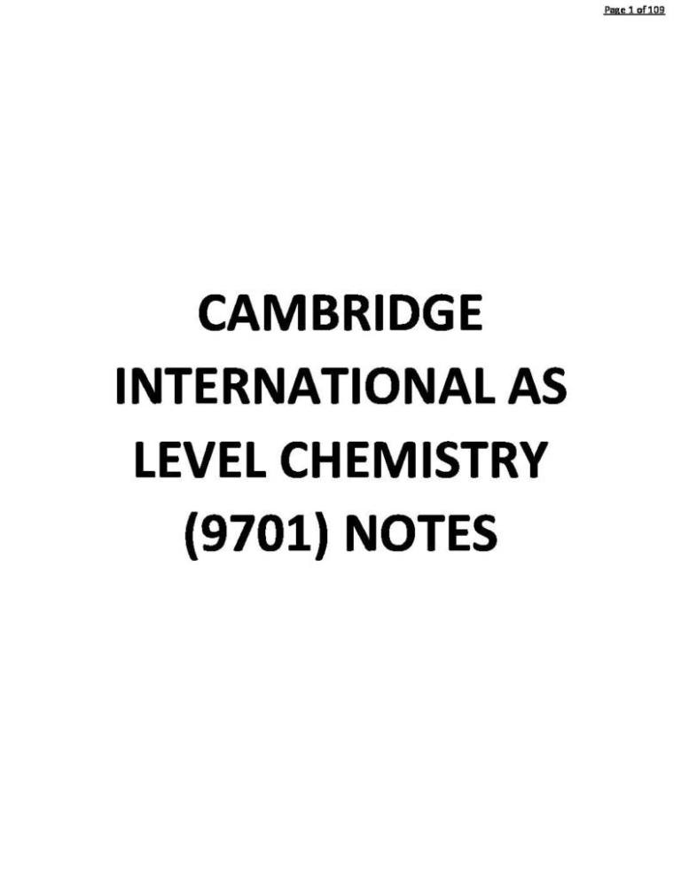 CIE AS Level Chemistry (9701) full summary notes | StudyLast